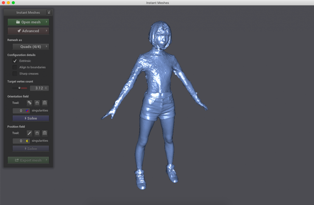 Automatic retopology using Instant Meshes - STYLY