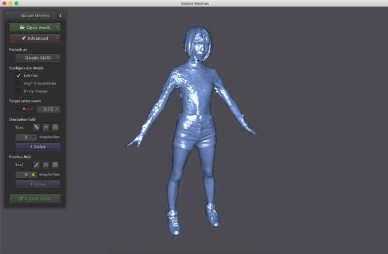 Automatic retopology using Instant Meshes - STYLY