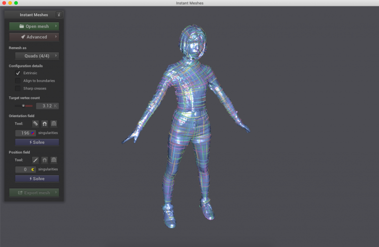 Automatic retopology using Instant Meshes - STYLY