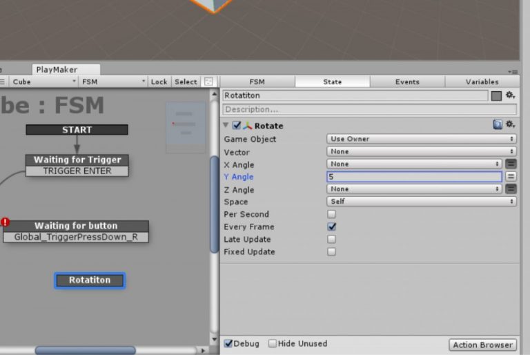 [Unity/Playmaker] How to generate an event by entering a button while ...