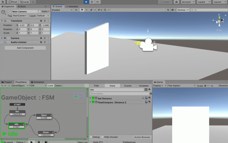 [Playmaker] How to create automatic doors using Animator Controller's animation control. | STYLY