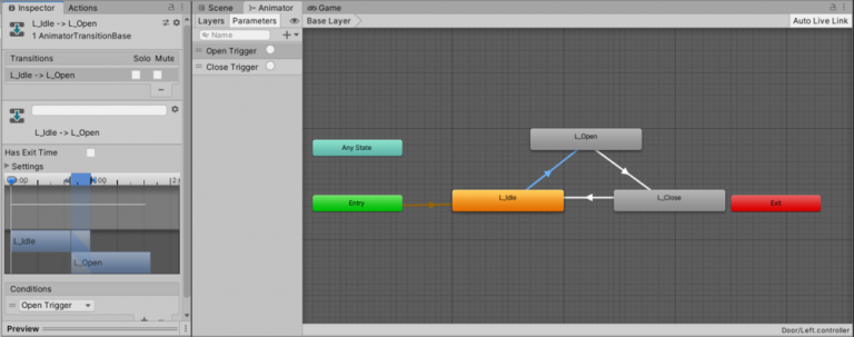 [Playmaker] How to create automatic doors using Animator Controller's animation control. | STYLY