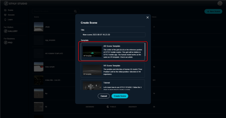 How to make STYLY Mobile AR scene Manual - STYLY