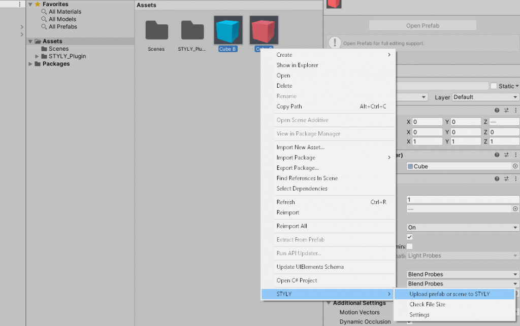 How to upload prefabs and scenes from Unity to STYLY | - STYLY