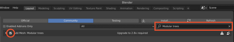 [Blender] How to create a tree with the free add-on "Modular Tree addon ...