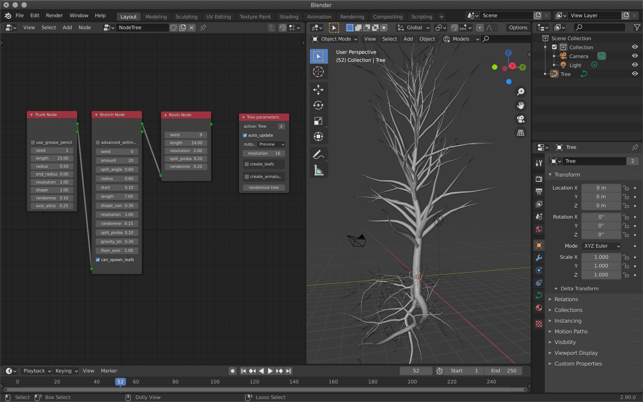 [Blender] How to create a tree with the free add-on "Modular Tree addon ...