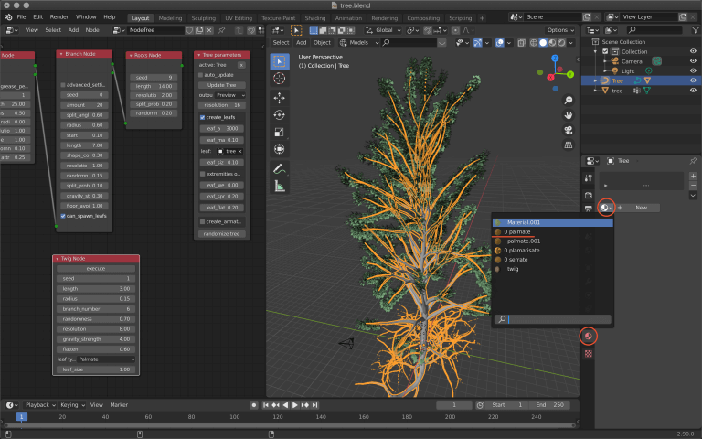 [Blender] How to create a tree with the free add-on "Modular Tree addon ...