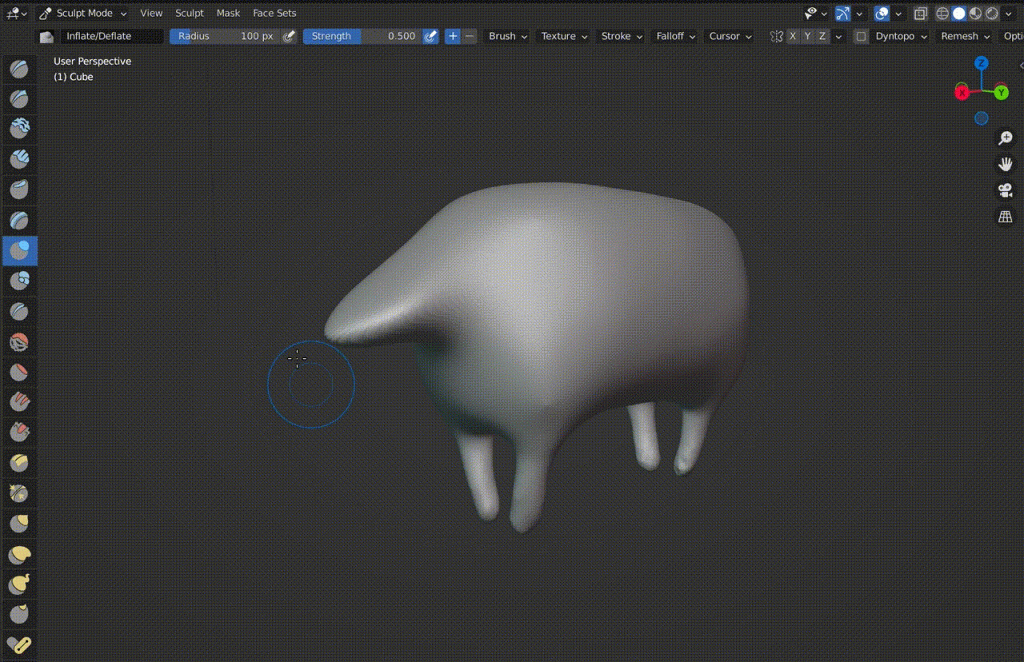 [Introduction to Blender] Basic Sculpting Operations | STYLY