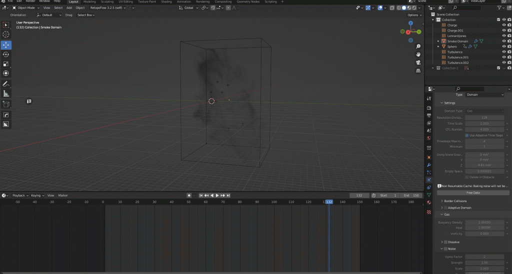 【Blender】Quick Smokeで不規則なオブジェクトを作成する方法