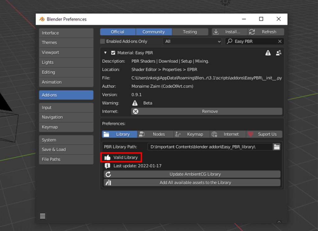 【Blender】無料アドオン「Easy PBR」でマテリアルを作成する方法