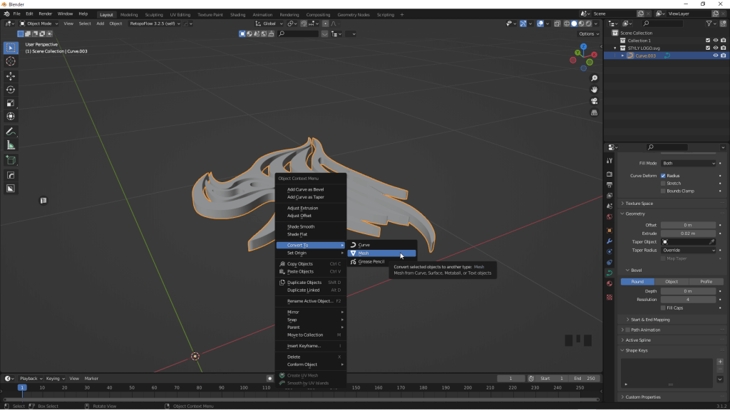 [Blender] How to Make 3D models of 2D Texts or Logos - STYLY