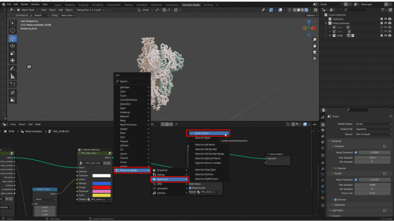 【Blender】Molecular Nodesで分子データを扱う方法（後編） - STYLY