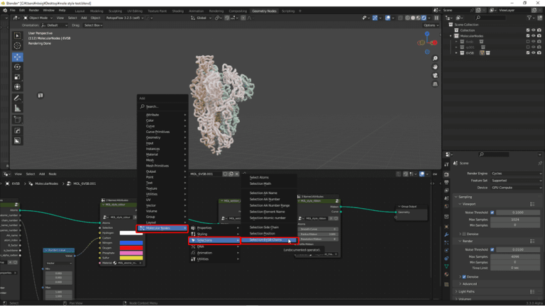 【Blender】Molecular Nodesで分子データを扱う方法（後編） - STYLY