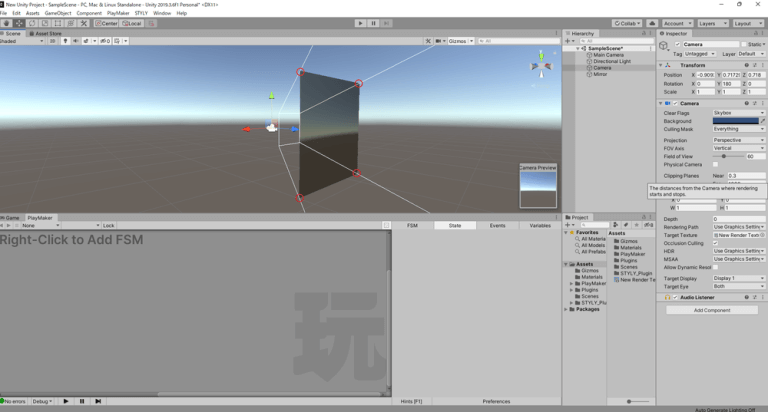 [Unity / PlayMaker] How to create a mirror with Render Texture ﻿- STYLY
