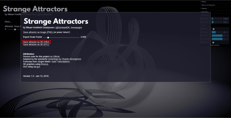 Web上でStrange Attractorを生成してエクスポートする方法