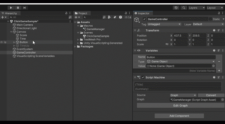 Unity Visual Scripting 入門第3回:時間やスコア計算をする方法 連打ゲーム前編 Styly