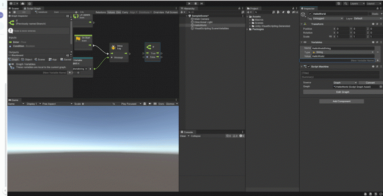 Unity Visual Scripting 入門第2回:if文、キー入力、コルーチンで「hello World」を表示する方法 Styly